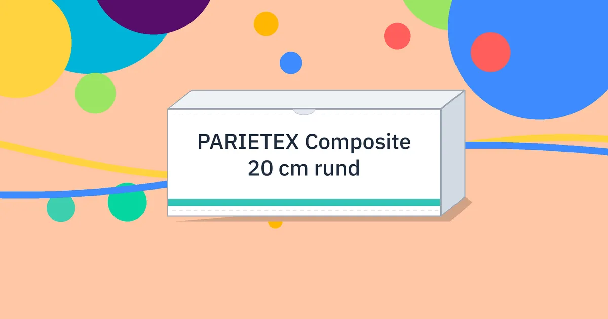 Symbolbild: Packung mit der Aufschrift PARIETEX Composite 20 cm rund (PZN 00229665) – Verfügbarkeit und Bezug in Apotheken in Frankfurt am Main