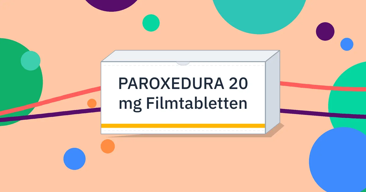 Symbolbild: Packung mit der Aufschrift PAROXEDURA 20 mg Filmtabletten (PZN 02156077) – Verfügbarkeit und Bezug in Apotheken in Frankfurt am Main