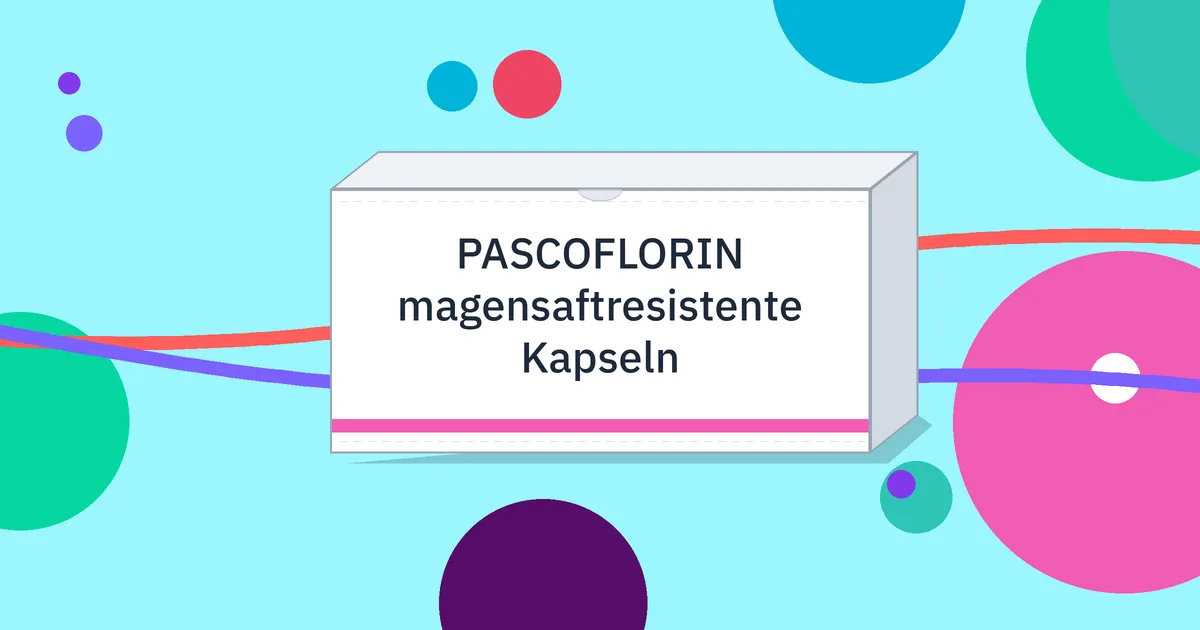 Symbolbild: Packung mit der Aufschrift PASCOFLORIN magensaftresistente Kapseln (PZN 13923574) – Verfügbarkeit und Bezug in Apotheken in Frankfurt am Main
