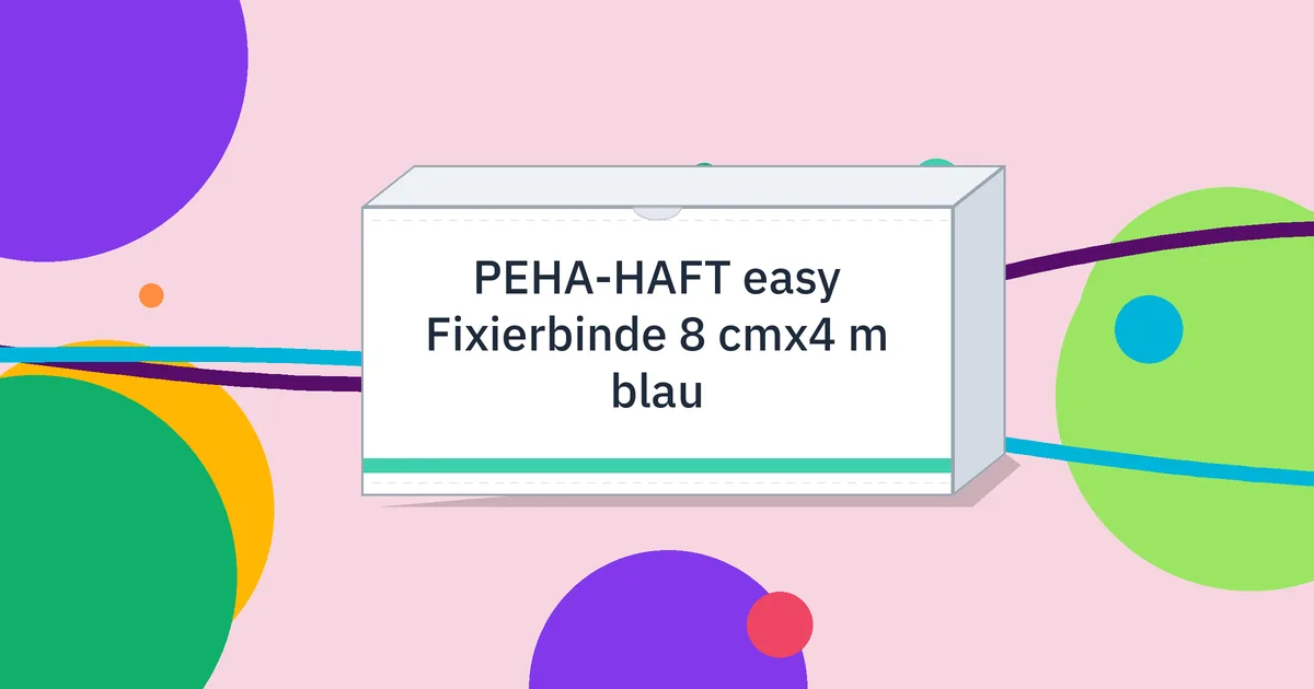 Symbolbild: Packung mit der Aufschrift PEHA-HAFT easy Fixierbinde 8 cmx4 m blau (PZN 19452874) – Verfügbarkeit und Bezug in Apotheken in Frankfurt am Main
