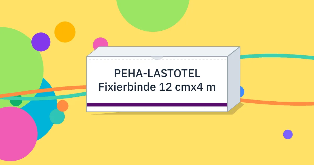Symbolbild: Packung mit der Aufschrift PEHA-LASTOTEL Fixierbinde 12 cmx4 m (PZN 10069352) – Verfügbarkeit und Bezug in Apotheken in Frankfurt am Main