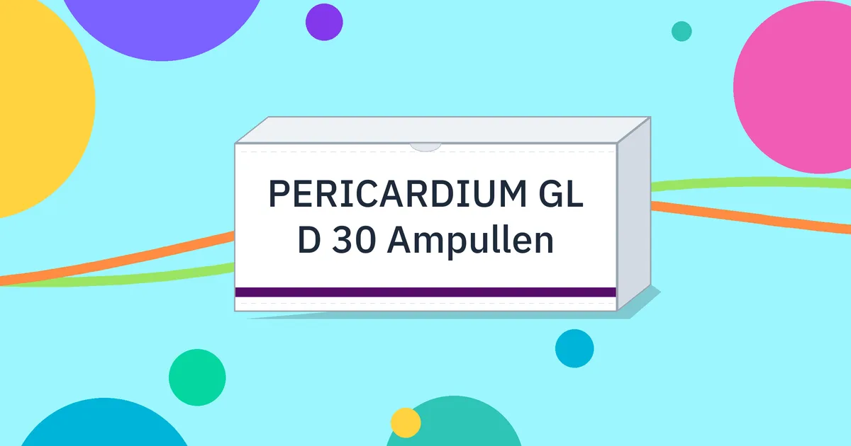 Symbolbild: Packung mit der Aufschrift PERICARDIUM GL D 30 Ampullen (PZN 02946922) – Verfügbarkeit und Bezug in Apotheken in Frankfurt am Main