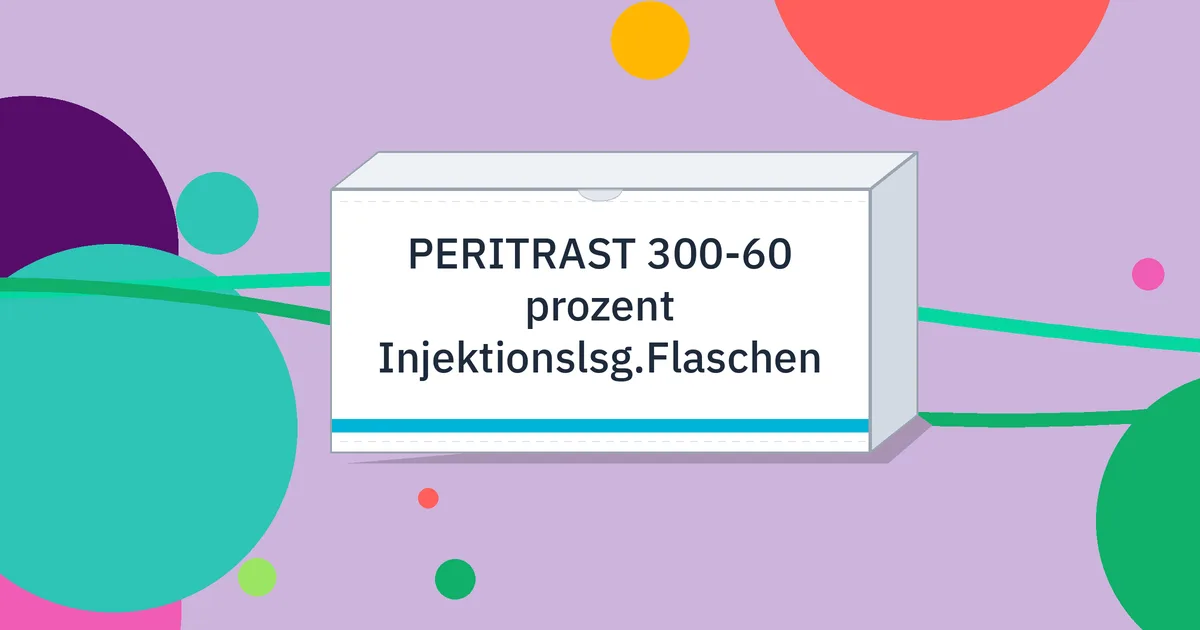 Symbolbild: Packung mit der Aufschrift PERITRAST 300-60 prozent Injektionslsg.Flaschen (PZN 12933671) – Verfügbarkeit und Bezug in Apotheken in Frankfurt am Main