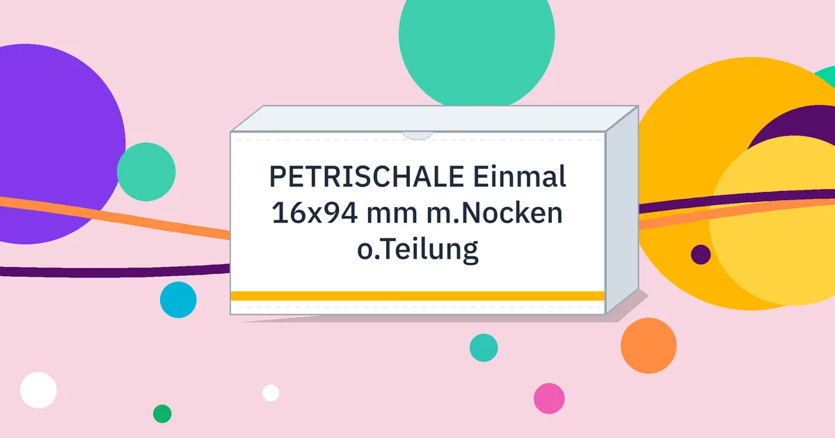 Symbolbild: Packung mit der Aufschrift PETRISCHALE Einmal 16x94 mm m.Nocken o.Teilung (PZN 12423467) – Verfügbarkeit und Bezug in Apotheken in Frankfurt am Main