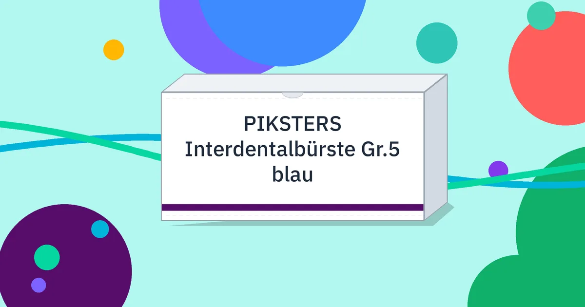 Symbolbild: Packung mit der Aufschrift PIKSTERS Interdentalbürste Gr.5 blau (PZN 17593116) – Verfügbarkeit und Bezug in Apotheken in Frankfurt am Main