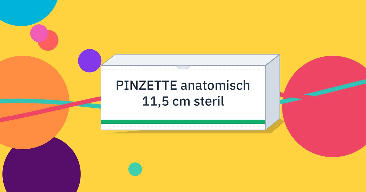Symbolbild: Packung mit der Aufschrift PINZETTE anatomisch 11,5 cm steril (PZN 17248678) – Verfügbarkeit und Bezug in Apotheken in Frankfurt am Main