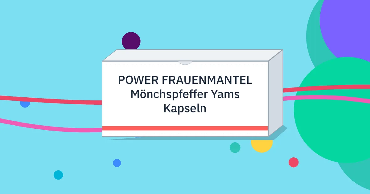 Symbolbild: Packung mit der Aufschrift POWER FRAUENMANTEL Mönchspfeffer Yams Kapseln (PZN 18362146) – Verfügbarkeit und Bezug in Apotheken in Frankfurt am Main