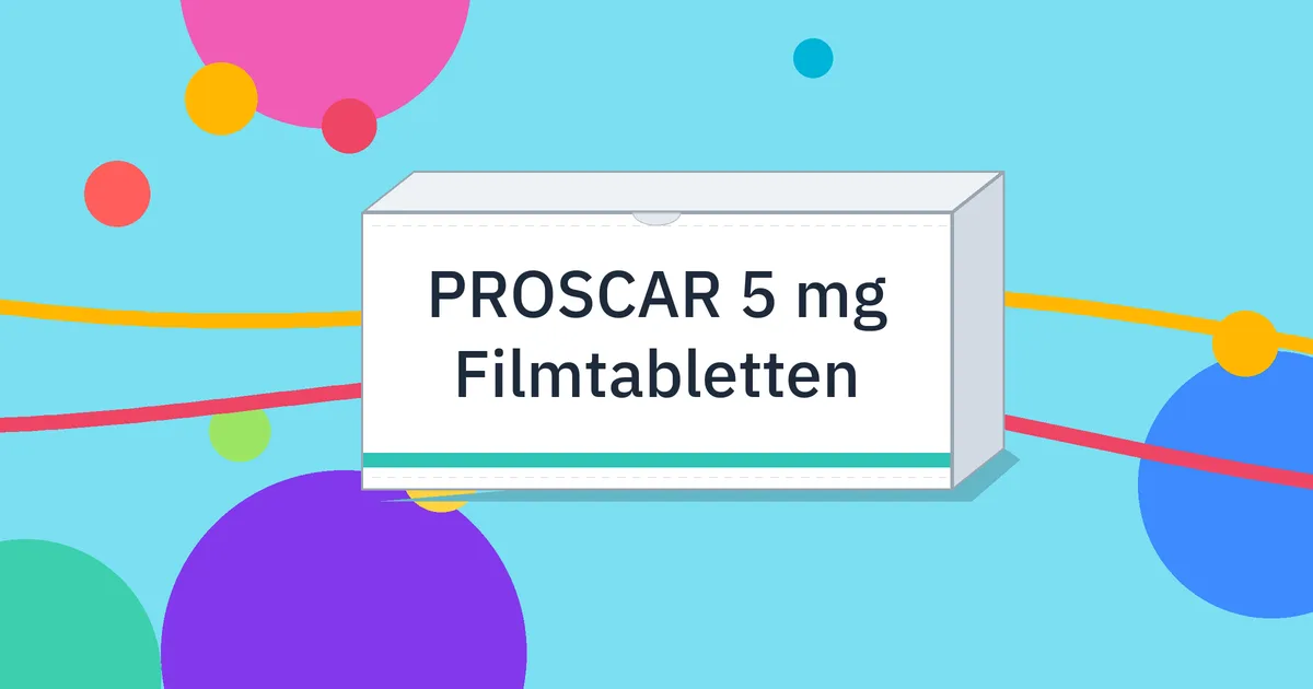 Symbolbild: Packung mit der Aufschrift PROSCAR 5 mg Filmtabletten (PZN 09235963) – Verfügbarkeit und Bezug in Apotheken in Frankfurt am Main