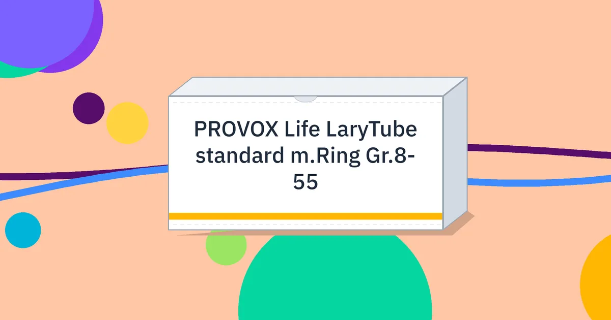 Symbolbild: Packung mit der Aufschrift PROVOX Life LaryTube standard m.Ring Gr.8-55 (PZN 19625151) – Verfügbarkeit und Bezug in Apotheken in Frankfurt am Main