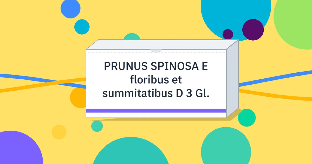 Symbolbild: Packung mit der Aufschrift PRUNUS SPINOSA E floribus et summitatibus D 3 Gl. (PZN 08787169) – Verfügbarkeit und Bezug in Apotheken in Frankfurt am Main