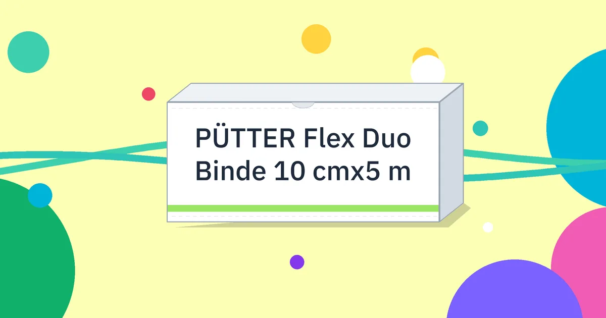 Symbolbild: Packung mit der Aufschrift PÜTTER Flex Duo Binde 10 cmx5 m (PZN 18170406) – Verfügbarkeit und Bezug in Apotheken in Frankfurt am Main
