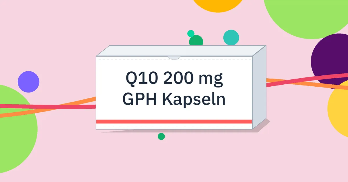 Symbolbild: Packung mit der Aufschrift Q10 200 mg GPH Kapseln (PZN 09722344) – Verfügbarkeit und Bezug in Apotheken in Frankfurt am Main