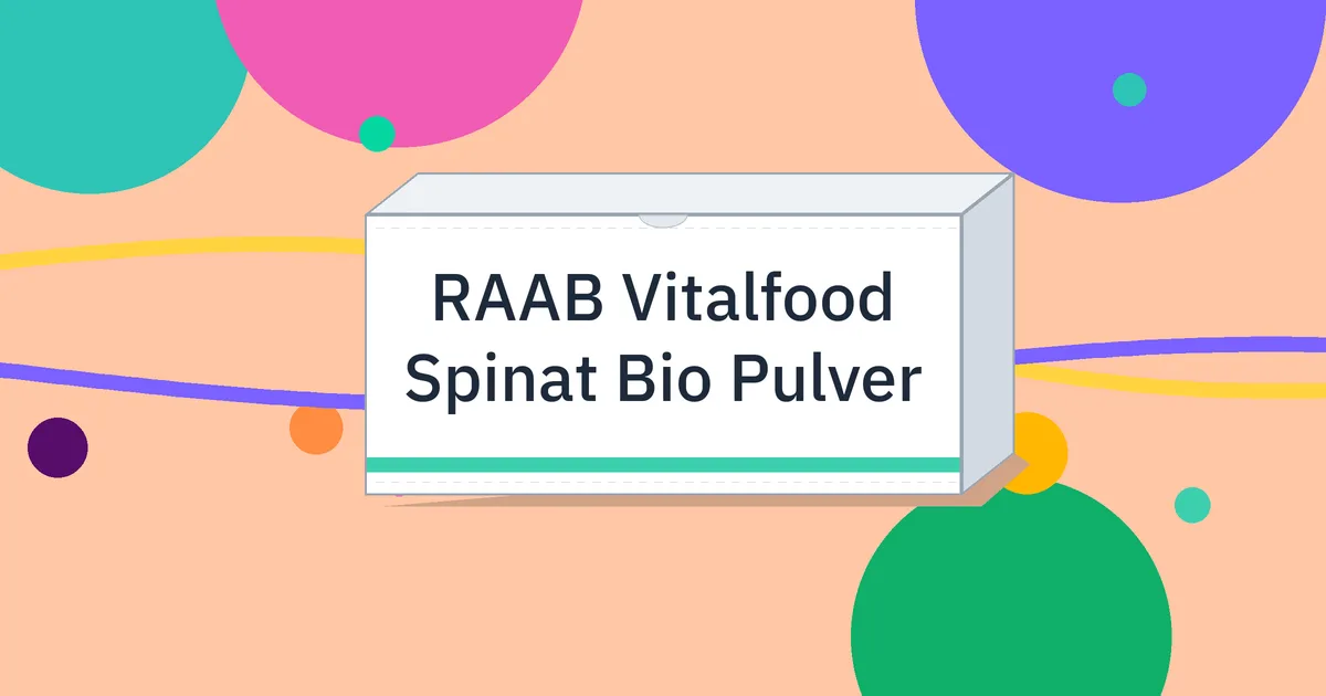 Symbolbild: Packung mit der Aufschrift RAAB Vitalfood Spinat Bio Pulver (PZN 19305618) – Verfügbarkeit und Bezug in Apotheken in Frankfurt am Main