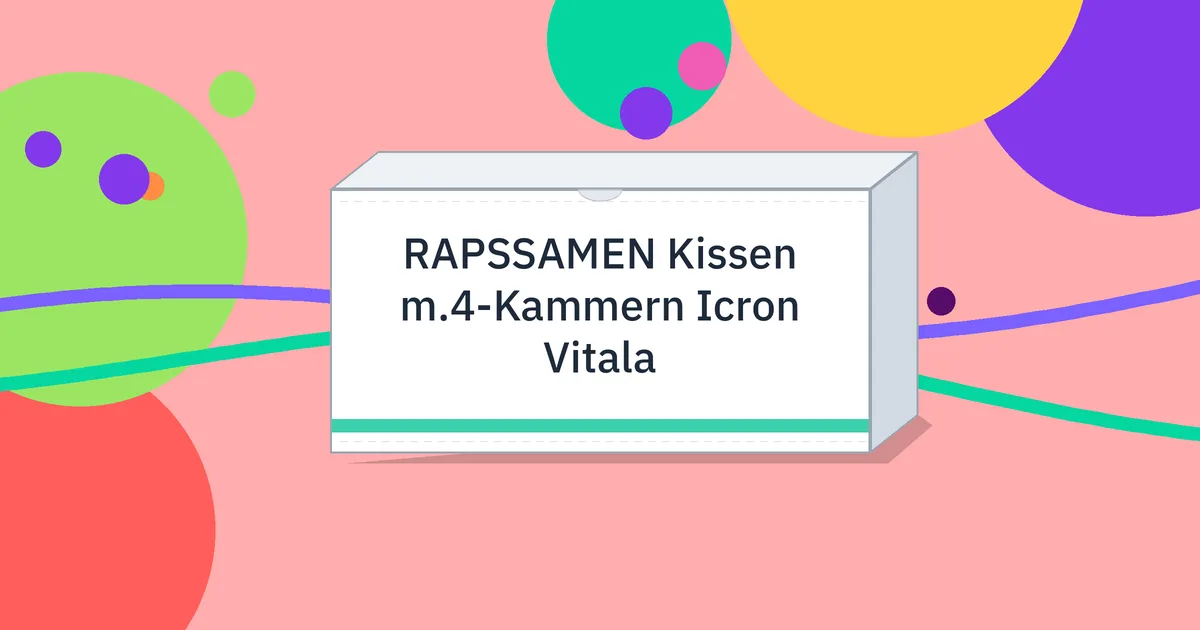 Symbolbild: Packung mit der Aufschrift RAPSSAMEN Kissen m.4-Kammern Icron Vitala (PZN 02895840) – Verfügbarkeit und Bezug in Apotheken in Frankfurt am Main