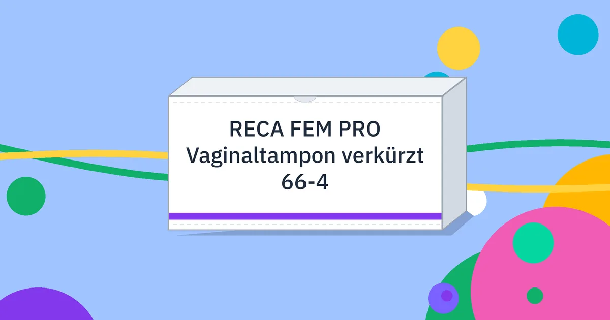 Symbolbild: Packung mit der Aufschrift RECA FEM PRO Vaginaltampon verkürzt 66-4 (PZN 09175818) – Verfügbarkeit und Bezug in Apotheken in Frankfurt am Main