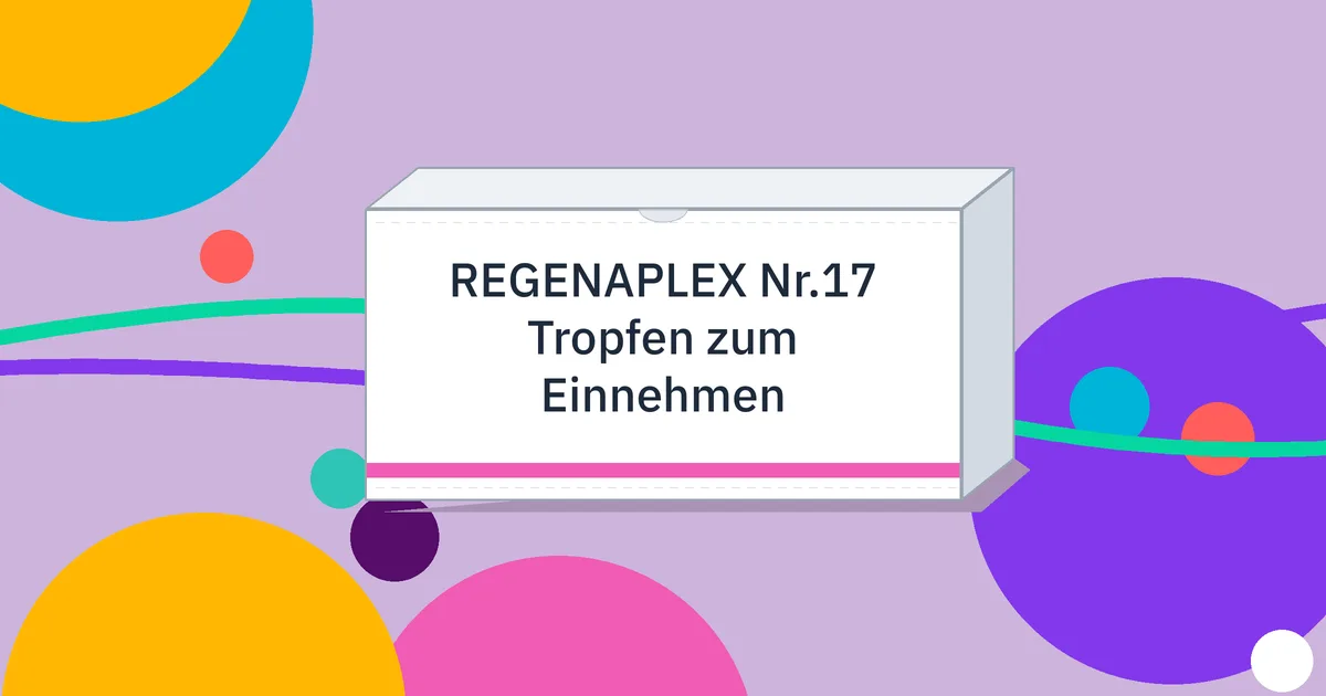 Symbolbild: Packung mit der Aufschrift REGENAPLEX Nr.17 Tropfen zum Einnehmen (PZN 02642033) – Verfügbarkeit und Bezug in Apotheken in Frankfurt am Main