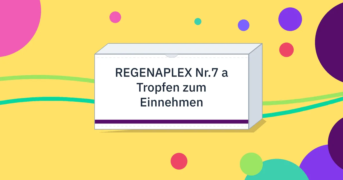 Symbolbild: Packung mit der Aufschrift REGENAPLEX Nr.7 a Tropfen zum Einnehmen (PZN 06981335) – Verfügbarkeit und Bezug in Apotheken in Frankfurt am Main