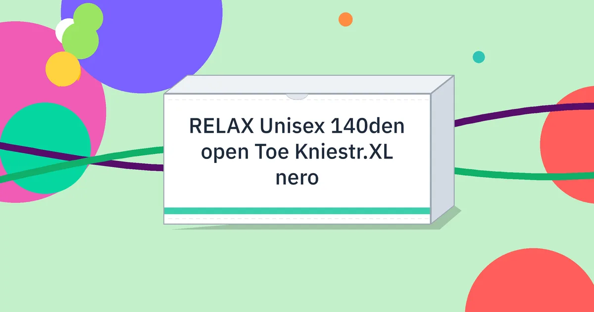 Symbolbild: Packung mit der Aufschrift RELAX Unisex 140den open Toe Kniestr.XL nero (PZN 16190066) – Verfügbarkeit und Bezug in Apotheken in Frankfurt am Main