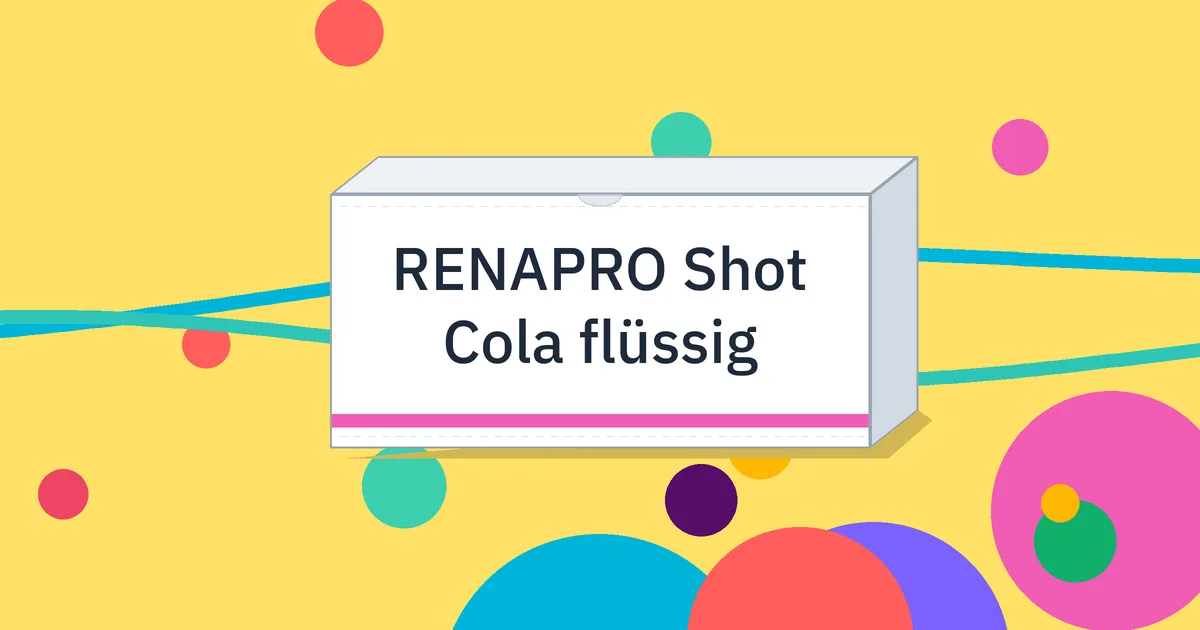 Symbolbild: Packung mit der Aufschrift RENAPRO Shot Cola flüssig (PZN 16801972) – Verfügbarkeit und Bezug in Apotheken in Frankfurt am Main