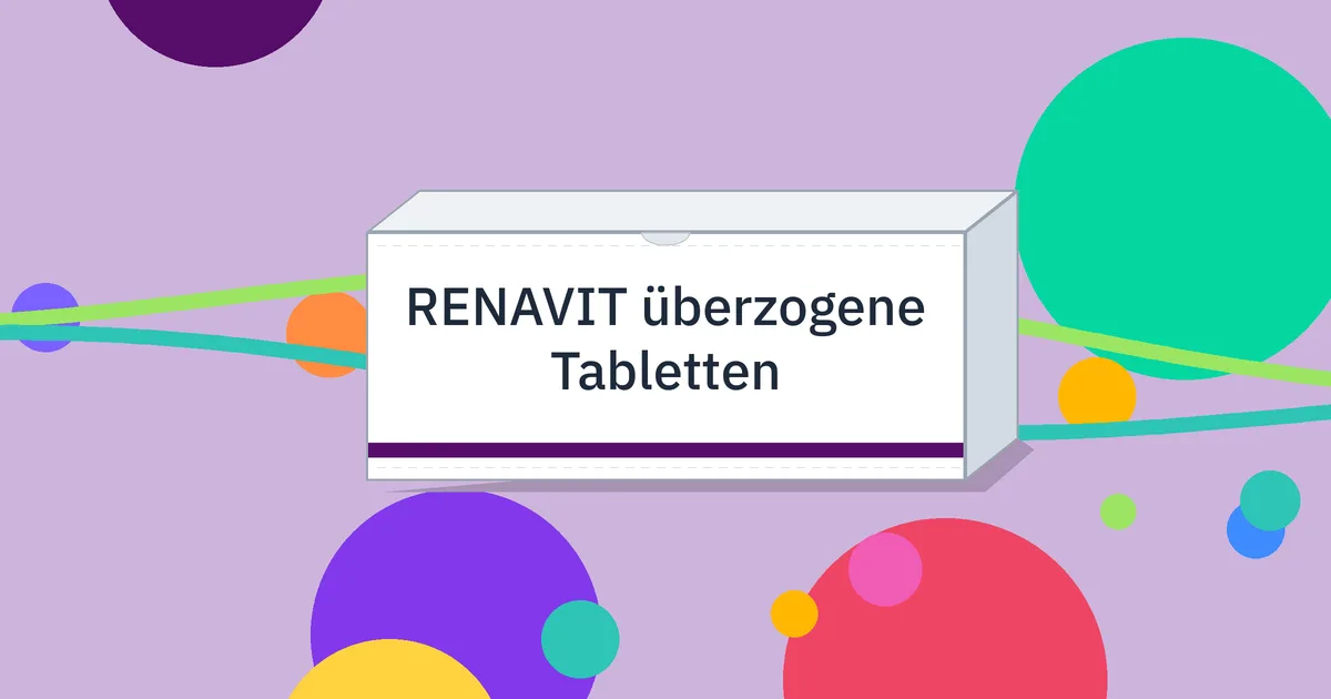 Symbolbild: Packung mit der Aufschrift RENAVIT überzogene Tabletten (PZN 03731595) – Verfügbarkeit und Bezug in Apotheken in Frankfurt am Main