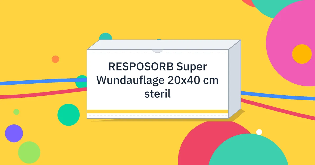 Symbolbild: Packung mit der Aufschrift RESPOSORB Super Wundauflage 20x40 cm steril (PZN 20185295) – Verfügbarkeit und Bezug in Apotheken in Frankfurt am Main
