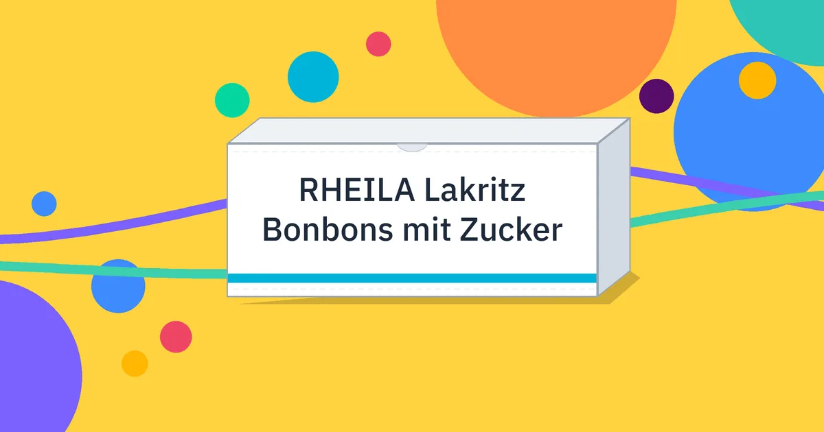 Symbolbild: Packung mit der Aufschrift RHEILA Lakritz Bonbons mit Zucker (PZN 11112564) – Verfügbarkeit und Bezug in Apotheken in Frankfurt am Main
