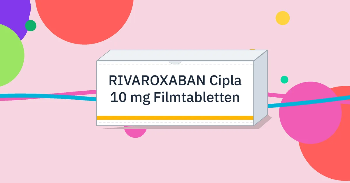 Symbolbild: Packung mit der Aufschrift RIVAROXABAN Cipla 10 mg Filmtabletten (PZN 20019869) – Verfügbarkeit und Bezug in Apotheken in Frankfurt am Main