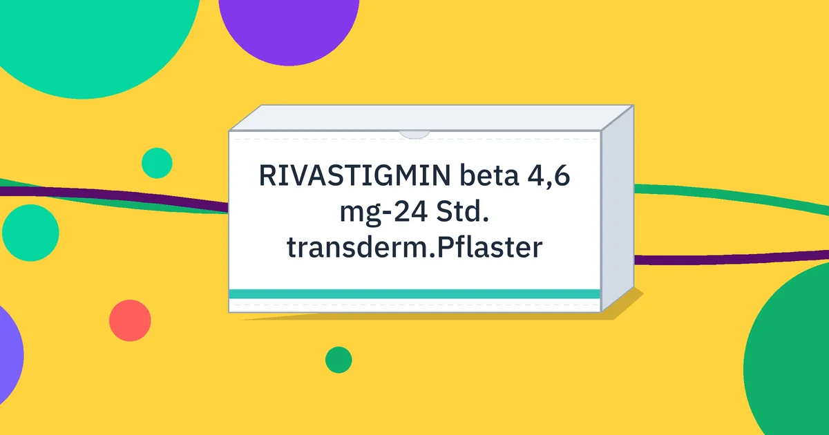 Symbolbild: Packung mit der Aufschrift RIVASTIGMIN beta 4,6 mg-24 Std. transderm.Pflaster (PZN 09230279) – Verfügbarkeit und Bezug in Apotheken in Frankfurt am Main