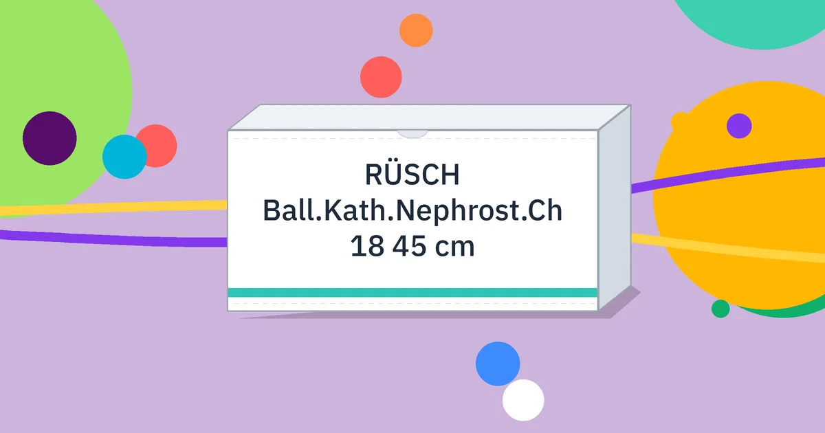 Symbolbild: Packung mit der Aufschrift RÜSCH Ball.Kath.Nephrost.Ch 18 45 cm (PZN 03338917) – Verfügbarkeit und Bezug in Apotheken in Frankfurt am Main