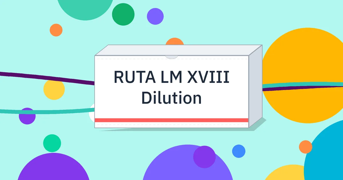 Symbolbild: Packung mit der Aufschrift RUTA LM XVIII Dilution (PZN 02669078) – Verfügbarkeit und Bezug in Apotheken in Frankfurt am Main