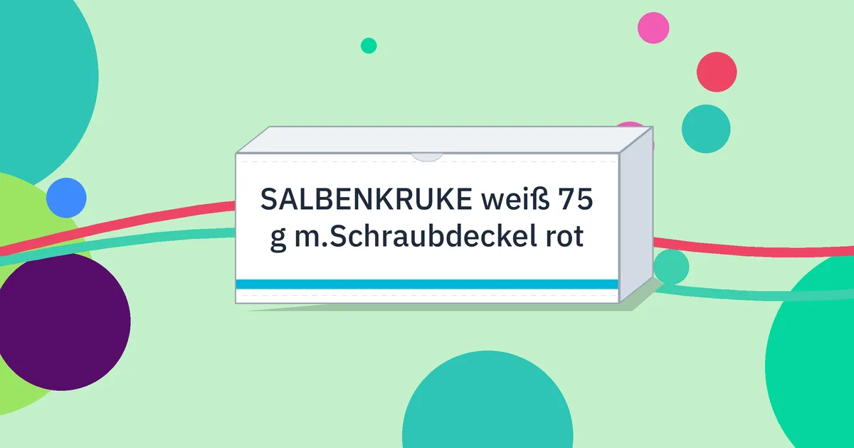 Symbolbild: Packung mit der Aufschrift SALBENKRUKE weiß 75 g m.Schraubdeckel rot (PZN 10121880) – Verfügbarkeit und Bezug in Apotheken in Frankfurt am Main