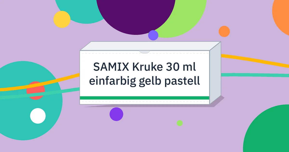 Symbolbild: Packung mit der Aufschrift SAMIX Kruke 30 ml einfarbig gelb pastell (PZN 19988020) – Verfügbarkeit und Bezug in Apotheken in Frankfurt am Main