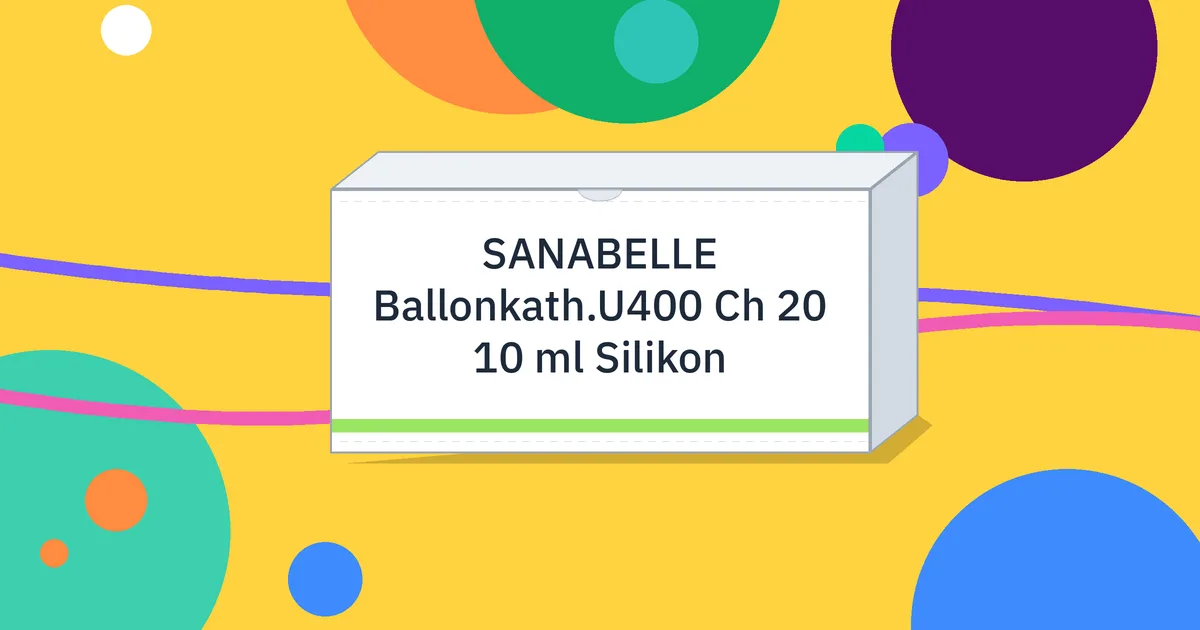 Symbolbild: Packung mit der Aufschrift SANABELLE Ballonkath.U400 Ch 20 10 ml Silikon (PZN 06086511) – Verfügbarkeit und Bezug in Apotheken in Frankfurt am Main