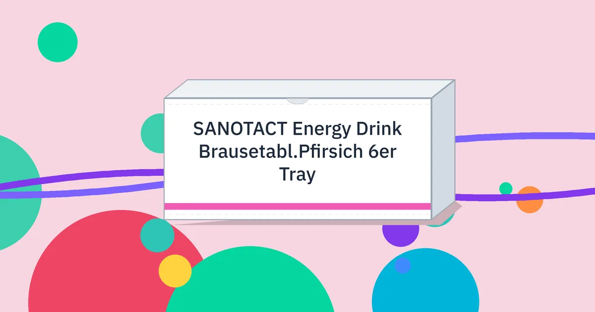 Symbolbild: Packung mit der Aufschrift SANOTACT Energy Drink Brausetabl.Pfirsich 6er Tray (PZN 19724031) – Verfügbarkeit und Bezug in Apotheken in Frankfurt am Main
