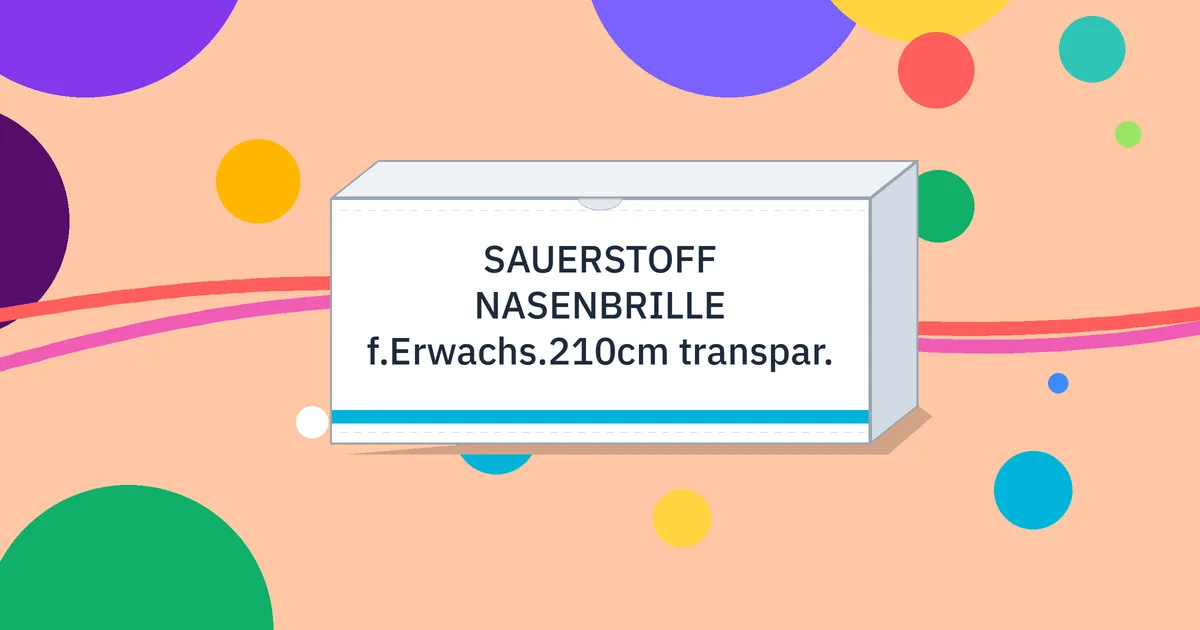 Symbolbild: Packung mit der Aufschrift SAUERSTOFF NASENBRILLE f.Erwachs.210cm transpar. (PZN 09102363) – Verfügbarkeit und Bezug in Apotheken in Frankfurt am Main