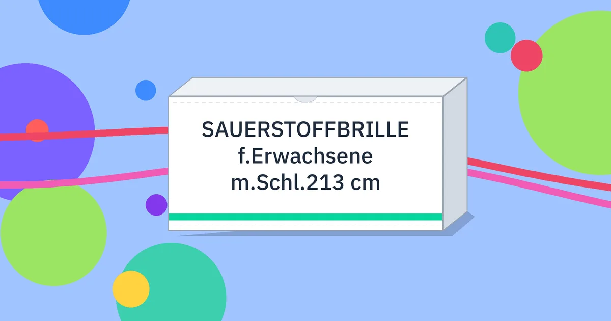 Symbolbild: Packung mit der Aufschrift SAUERSTOFFBRILLE f.Erwachsene m.Schl.213 cm (PZN 17269976) – Verfügbarkeit und Bezug in Apotheken in Frankfurt am Main