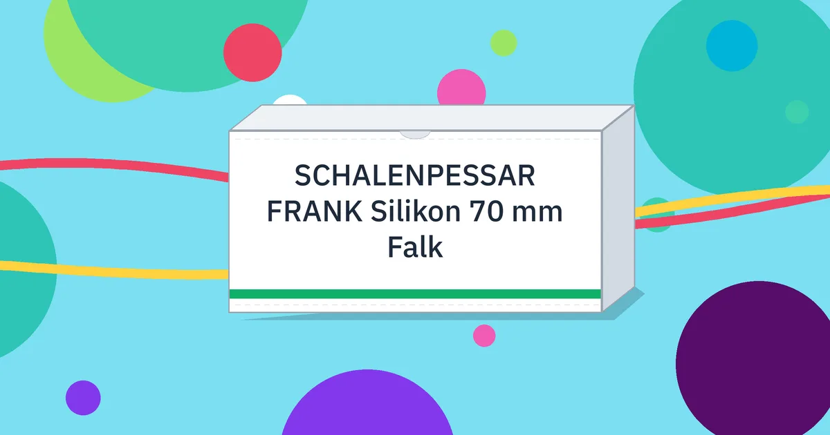 Symbolbild: Packung mit der Aufschrift SCHALENPESSAR FRANK Silikon 70 mm Falk (PZN 03279385) – Verfügbarkeit und Bezug in Apotheken in Frankfurt am Main