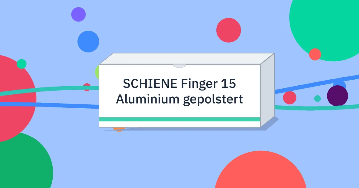 Symbolbild: Packung mit der Aufschrift SCHIENE Finger 15 Aluminium gepolstert (PZN 02443569) – Verfügbarkeit und Bezug in Apotheken in Frankfurt am Main