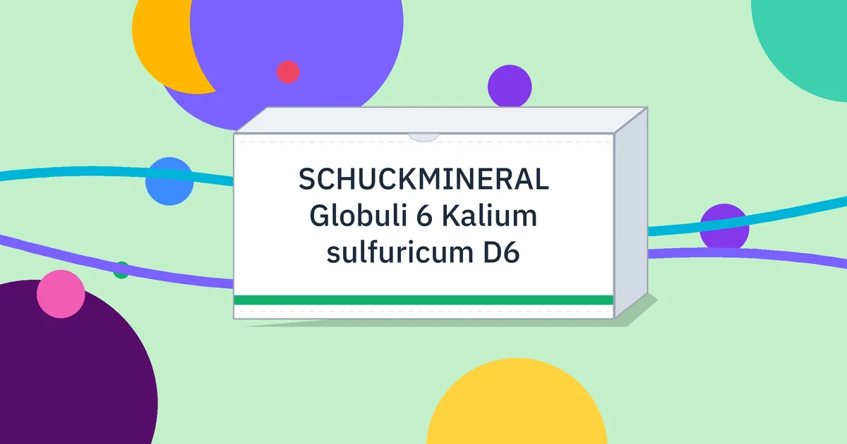 Symbolbild: Packung mit der Aufschrift SCHUCKMINERAL Globuli 6 Kalium sulfuricum D6 (PZN 00424007) – Verfügbarkeit und Bezug in Apotheken in Frankfurt am Main
