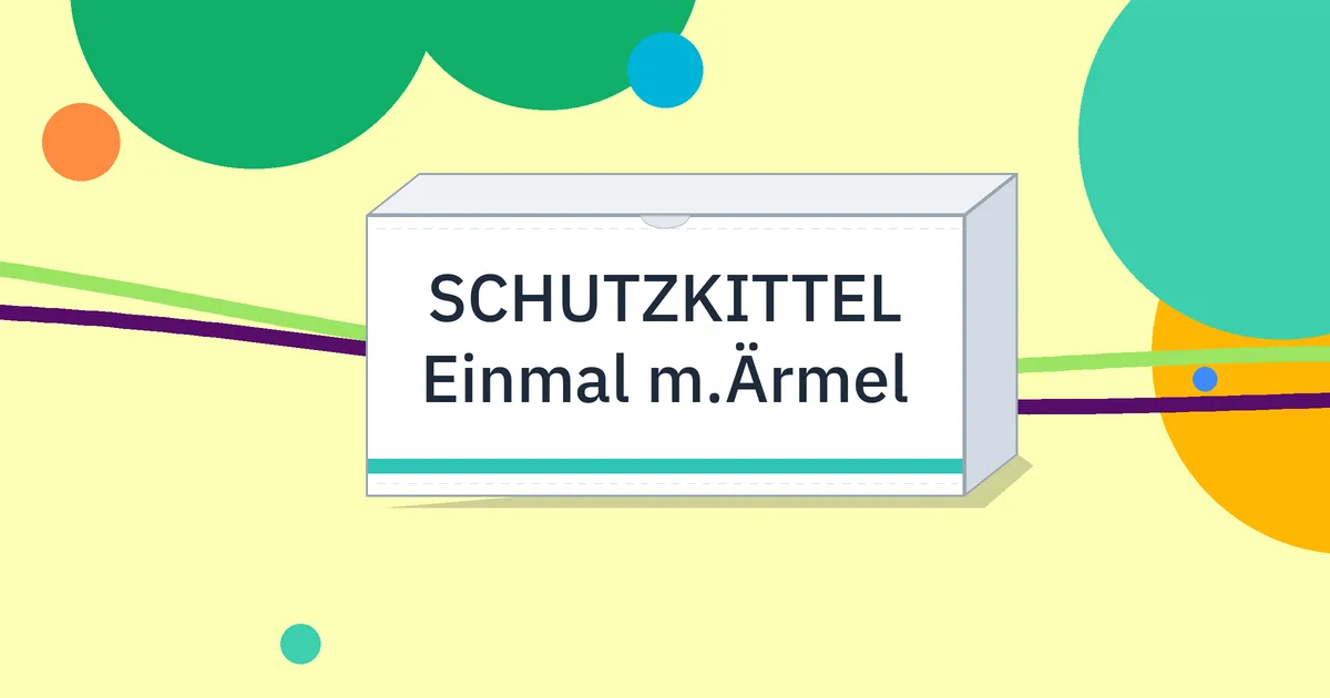 Symbolbild: Packung mit der Aufschrift SCHUTZKITTEL Einmal m.Ärmel (PZN 01659161) – Verfügbarkeit und Bezug in Apotheken in Frankfurt am Main