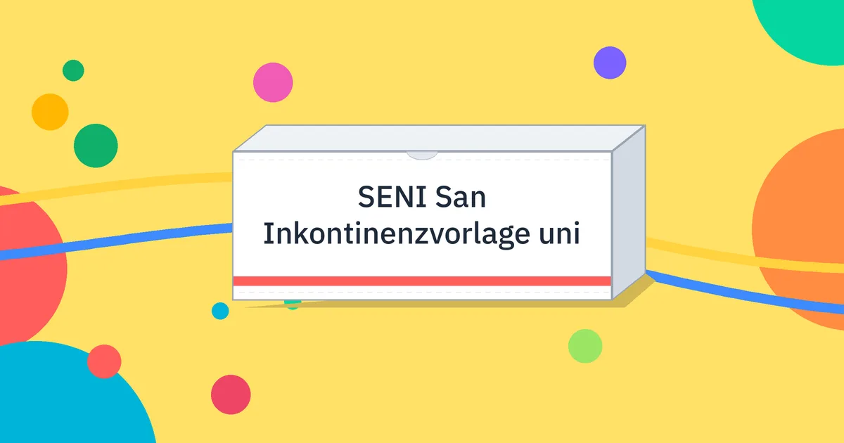 Symbolbild: Packung mit der Aufschrift SENI San Inkontinenzvorlage uni (PZN 20322639) – Verfügbarkeit und Bezug in Apotheken in Frankfurt am Main