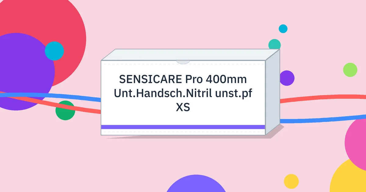 Symbolbild: Packung mit der Aufschrift SENSICARE Pro 400mm Unt.Handsch.Nitril unst.pf XS (PZN 20205804) – Verfügbarkeit und Bezug in Apotheken in Frankfurt am Main