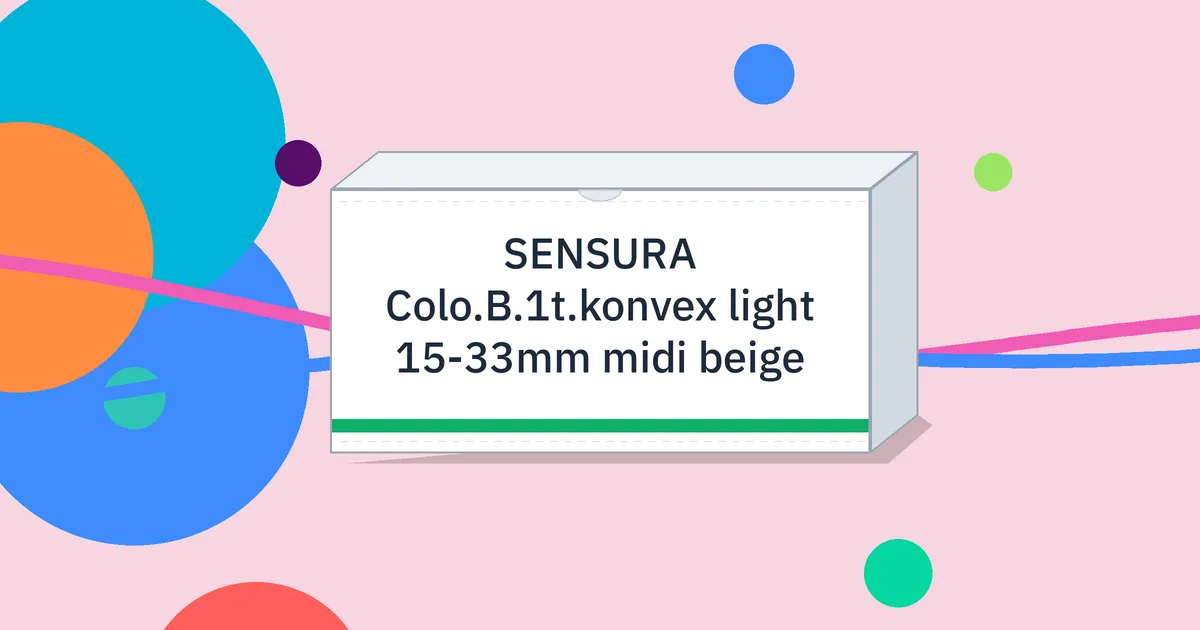 Symbolbild: Packung mit der Aufschrift SENSURA Colo.B.1t.konvex light 15-33mm midi beige (PZN 00819160) – Verfügbarkeit und Bezug in Apotheken in Frankfurt am Main