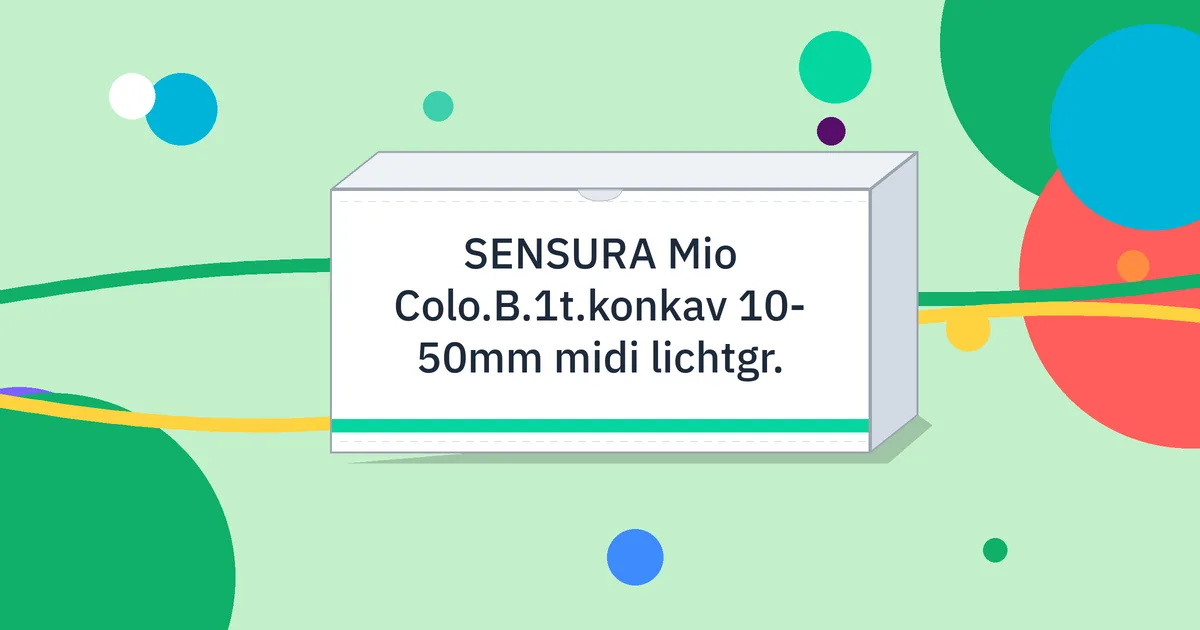 Symbolbild: Packung mit der Aufschrift SENSURA Mio Colo.B.1t.konkav 10-50mm midi lichtgr. (PZN 12547873) – Verfügbarkeit und Bezug in Apotheken in Frankfurt am Main
