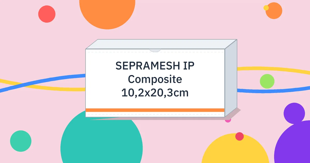 Symbolbild: Packung mit der Aufschrift SEPRAMESH IP Composite 10,2x20,3cm (PZN 07214520) – Verfügbarkeit und Bezug in Apotheken in Frankfurt am Main
