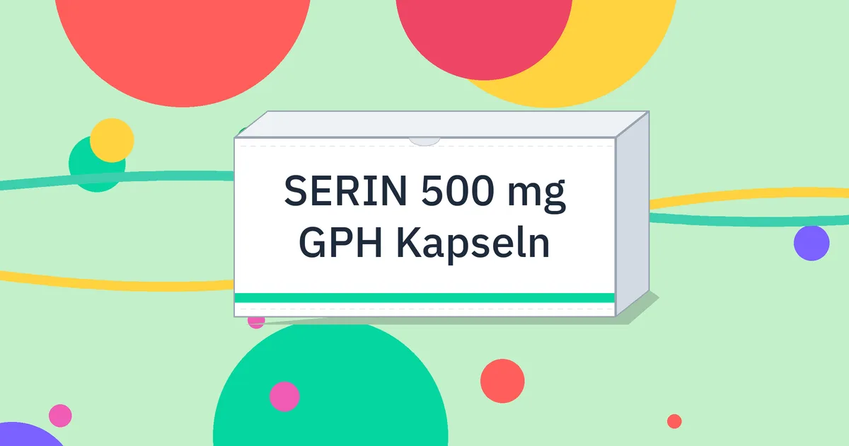Symbolbild: Packung mit der Aufschrift SERIN 500 mg GPH Kapseln (PZN 19860165) – Verfügbarkeit und Bezug in Apotheken in Frankfurt am Main