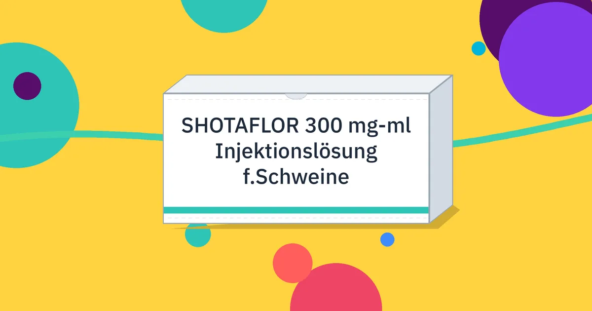 Symbolbild: Packung mit der Aufschrift SHOTAFLOR 300 mg-ml Injektionslösung f.Schweine (PZN 05355736) – Verfügbarkeit und Bezug in Apotheken in Frankfurt am Main