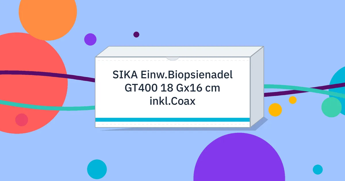 Symbolbild: Packung mit der Aufschrift SIKA Einw.Biopsienadel GT400 18 Gx16 cm inkl.Coax (PZN 20287914) – Verfügbarkeit und Bezug in Apotheken in Frankfurt am Main