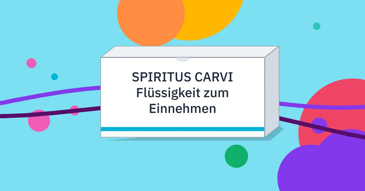 Symbolbild: Packung mit der Aufschrift SPIRITUS CARVI Flüssigkeit zum Einnehmen (PZN 15401609) – Verfügbarkeit und Bezug in Apotheken in Frankfurt am Main
