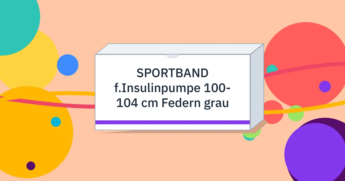 Symbolbild: Packung mit der Aufschrift SPORTBAND f.Insulinpumpe 100-104 cm Federn grau (PZN 13916634) – Verfügbarkeit und Bezug in Apotheken in Frankfurt am Main